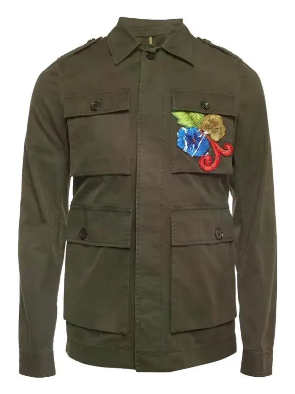 Dsquared2 Floral-appliqué Gabardine Jacket - Green