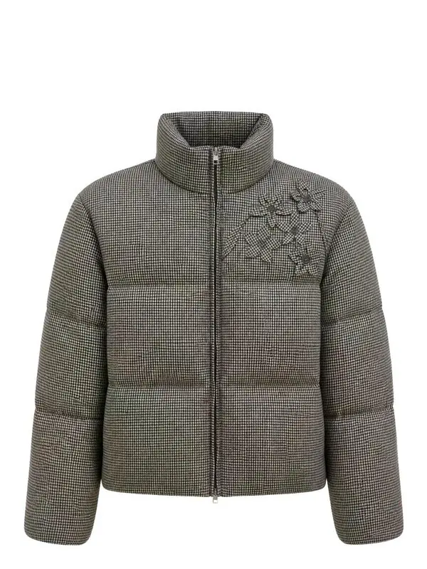 PANICALE Houndstooth-pattern Floral-appliqué Jacket - Grey