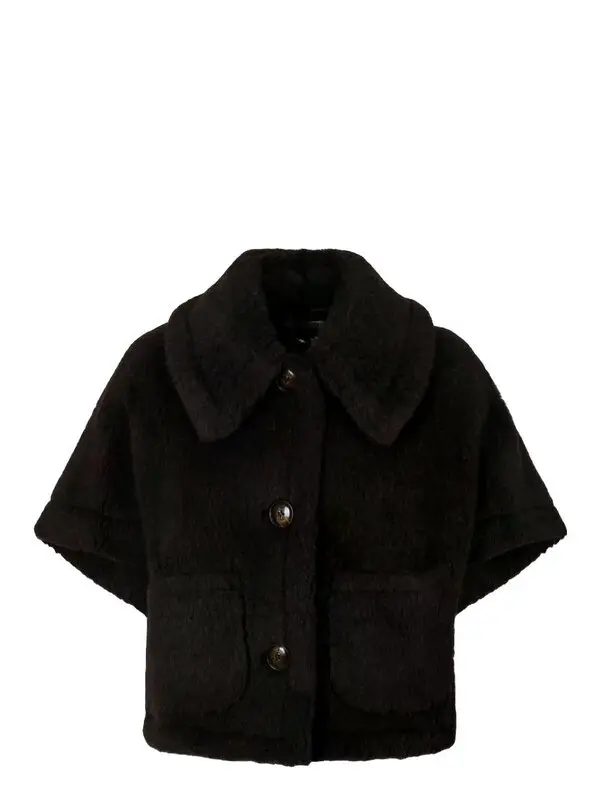 Max Mara Oversize-collar Short-sleeve Coat - Black