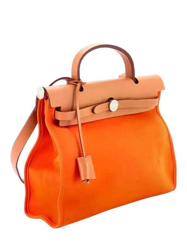 Hermès Herbag Zip Leather And Toile 31 Shoulder Bag - Brown