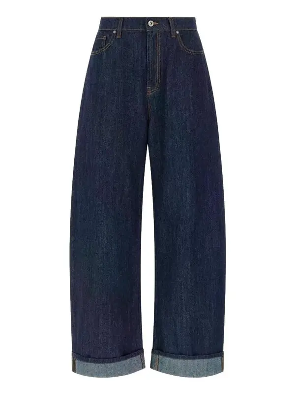 P.a.r.o.s.h Turn-up Cuff Wide-leg Jeans - Blue
