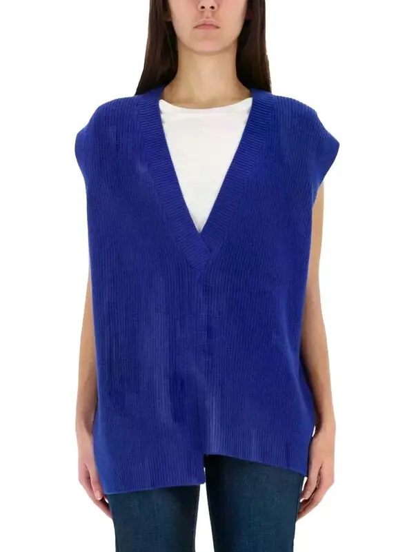 ZONA20 MILANO V-neck Asymmetric-hem Vest - Blue