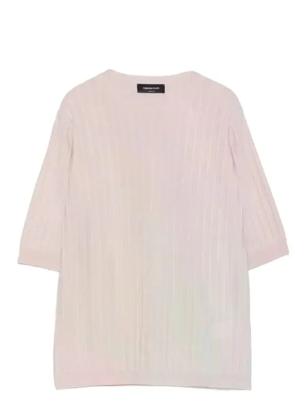 Fabiana Filippi Ribbed-knit Short-sleeve Sweater - Pink