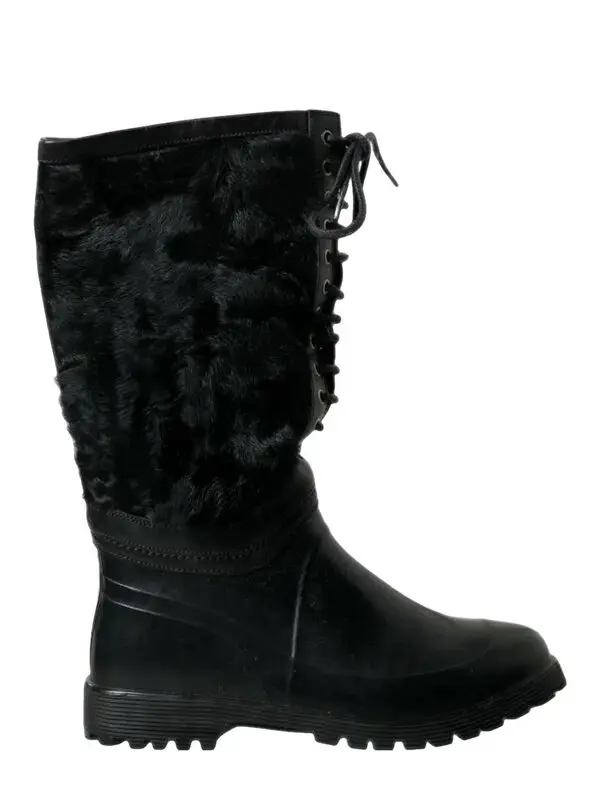 Dolce & Gabbana Lace-up Shearling Boots - Black