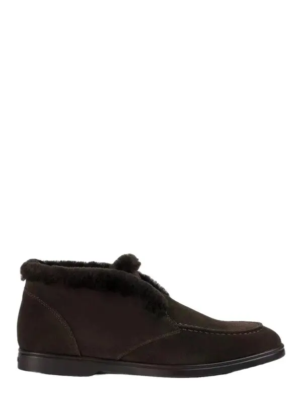 DOUCAL'S Shearling-trim Suede Desert Boots - Brown