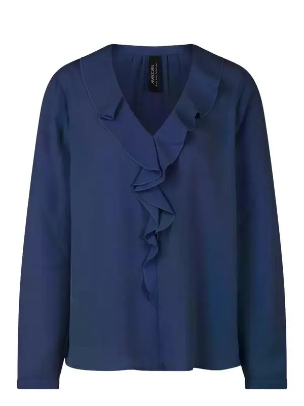 MARCCAIN Ruffled V-neck Blouse - Blue
