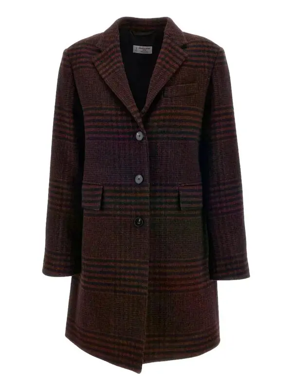 Alberto Biani Check Single-breasted Coat - Brown