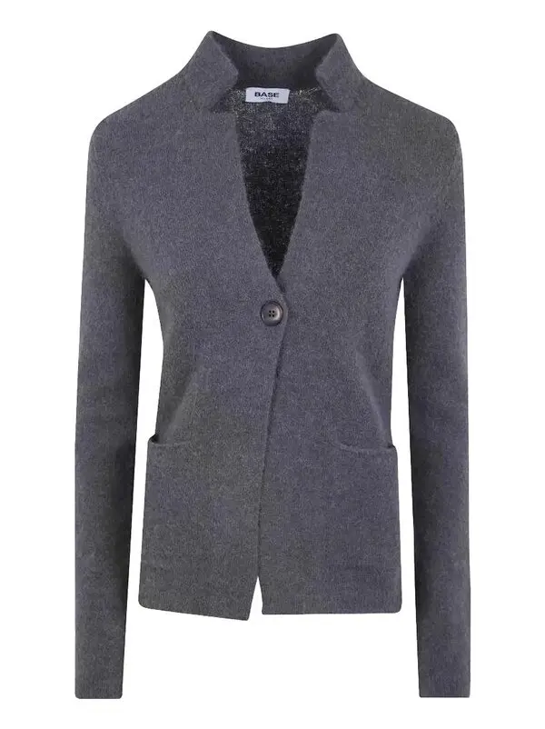 BASE Alpaca-knit Single-button Cardigan - Grey