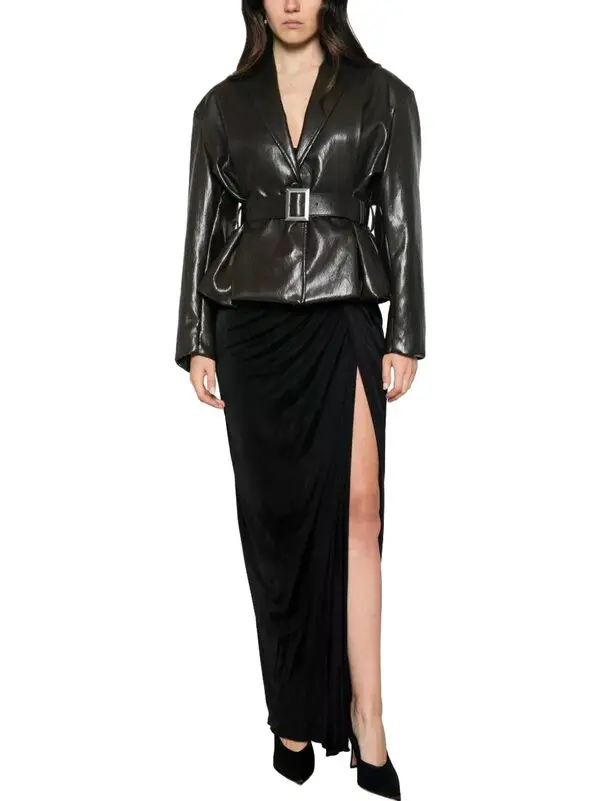 Balmain Draped Side-slit Skirt - Black