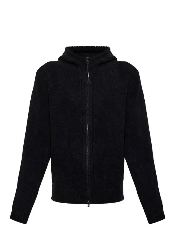 Moncler Hooded Zip-up Cardigan - Black