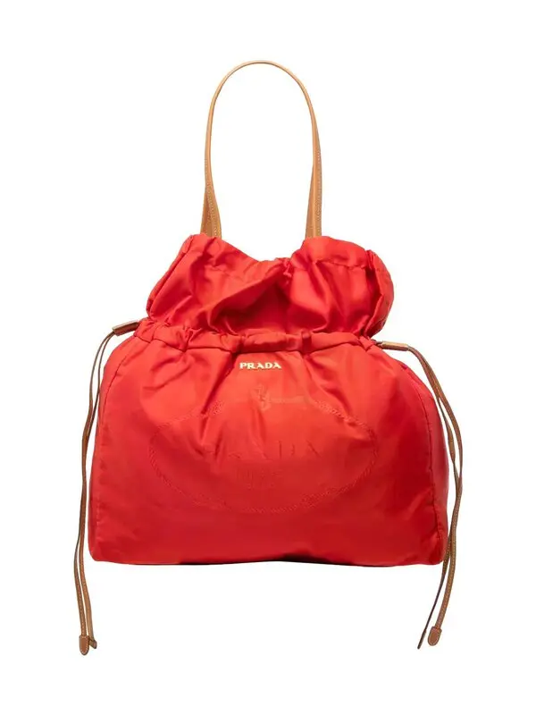 Prada 2010-2026 Tessuto Logo Drawstring Tote Bag - Red