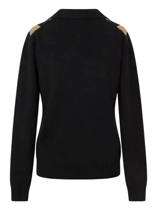 JUCCA Argyle-intarsia Collar Sweater - Black