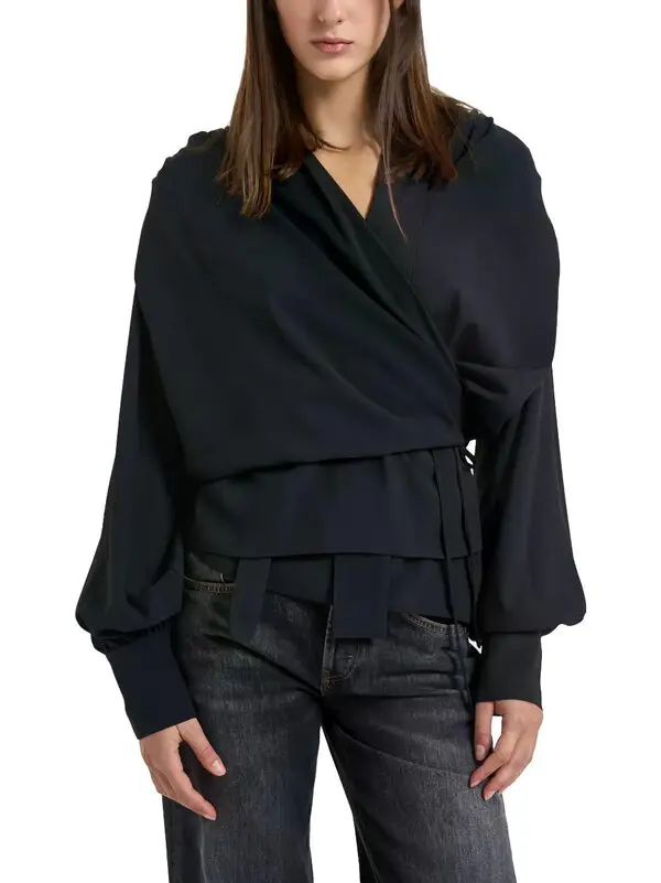IRO PARIS Wrap-style Gathered-shoulder Shirt - Black