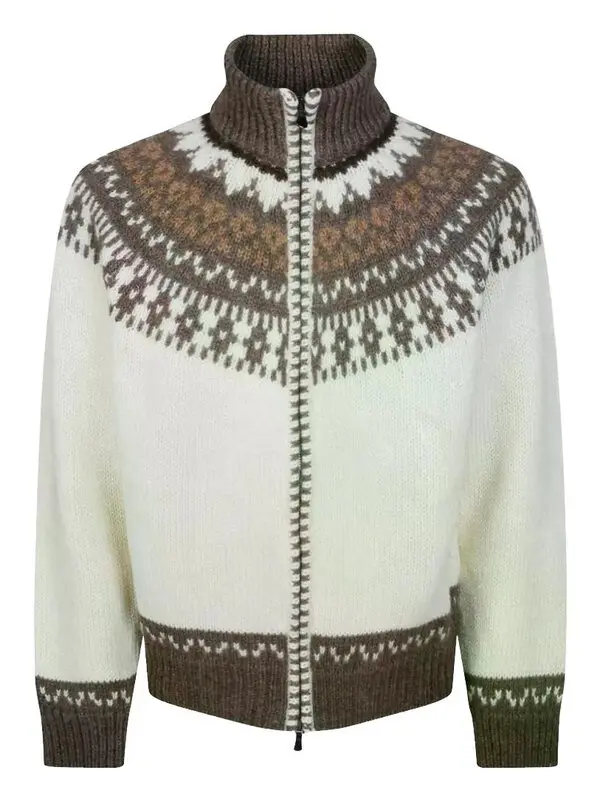 Altea Jacquard-knit Zip-up Cardigan - White