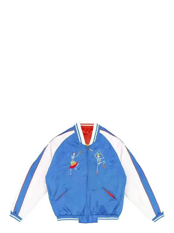 HTC LOS ANGELES Reversible Embroidered Bomber Jacket - Blue