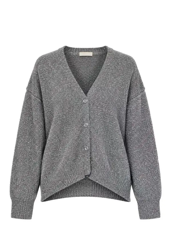 KAOS Metallic-effect V-neck Cardigan - Grey