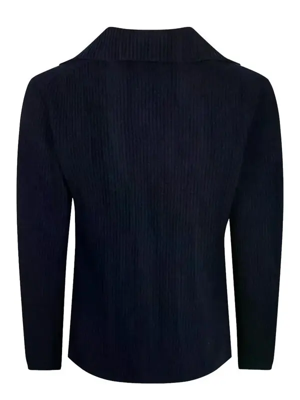 Altea Ribbed-knit Notched-lapels Sweater - Blue