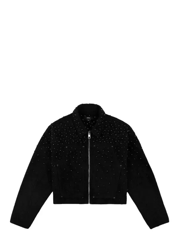 PURPLE BRAND Pearl-embellished Cropped Jacket - Black