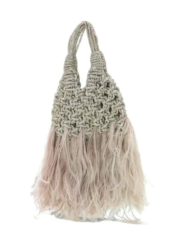 HIBOURAMA Mini Vannifique Plumes Tote Bag - Silver