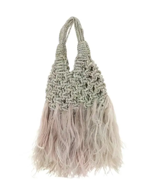 HIBOURAMA Mini Vannifique Plumes Tote Bag - Silver