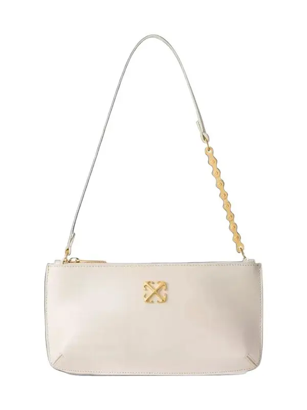 Off-White Jitney Flat Leather Shoulder Bag - Neutrals