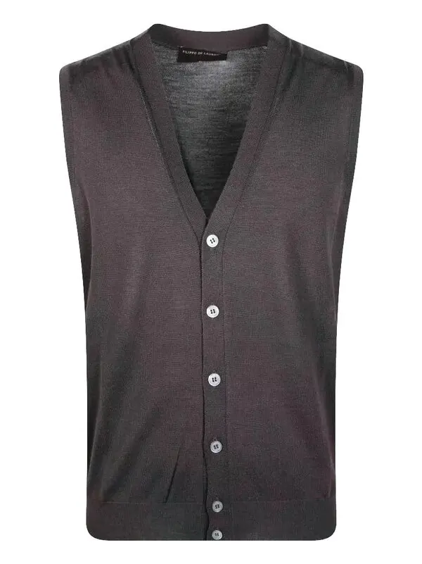 FILIPPO DE LAURENTIIS Button-up V-neck Vest - Grey