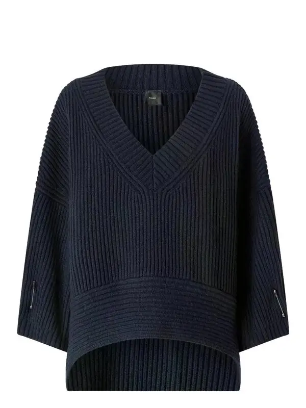 Pinko Ribbed V-neck Sweater - Blue