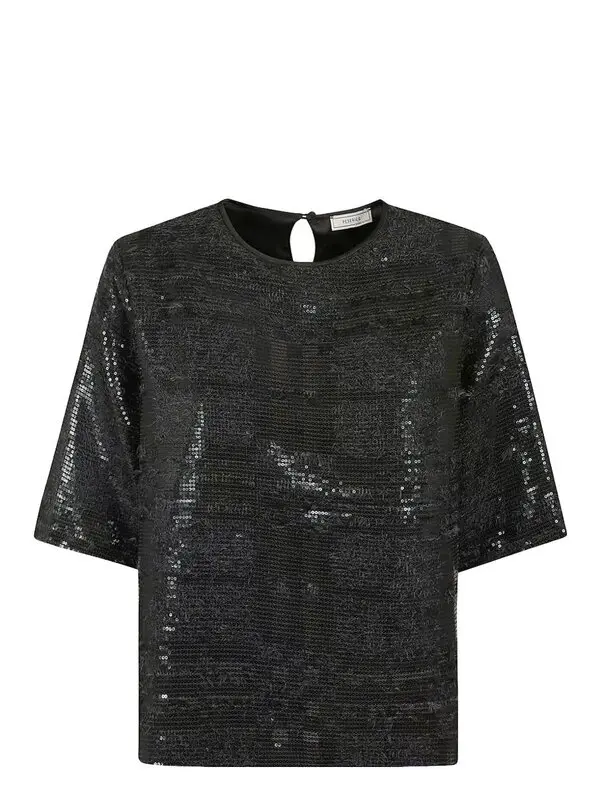 Peserico Sequin-embellished Frayed Top - Black