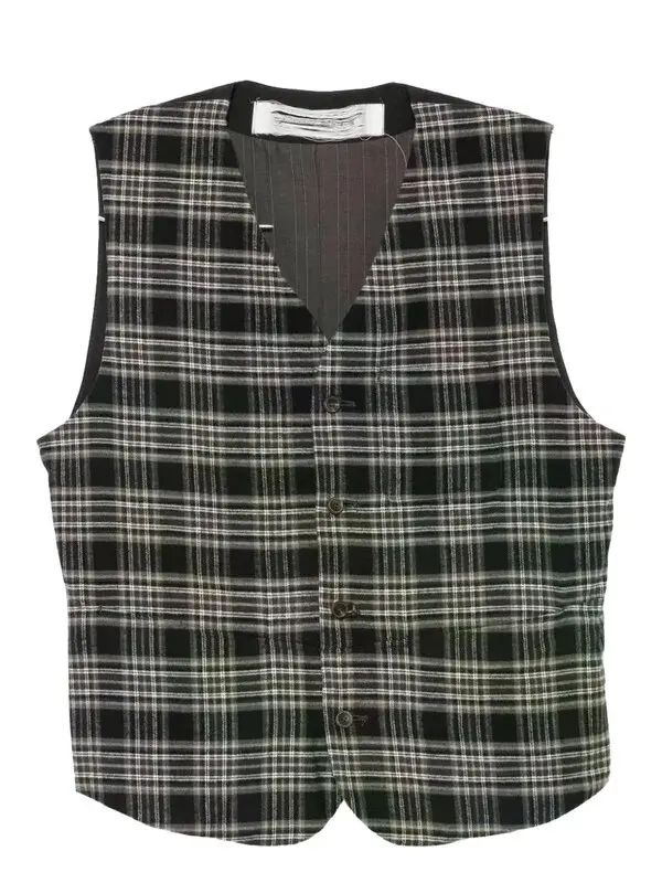 INDIVIDUAL SENTIMENTS Check-pattern Button-up Waistcoat - Grey