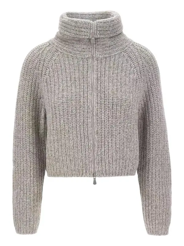GRAN SASSO Cable-knit Cropped Cardigan - Grey