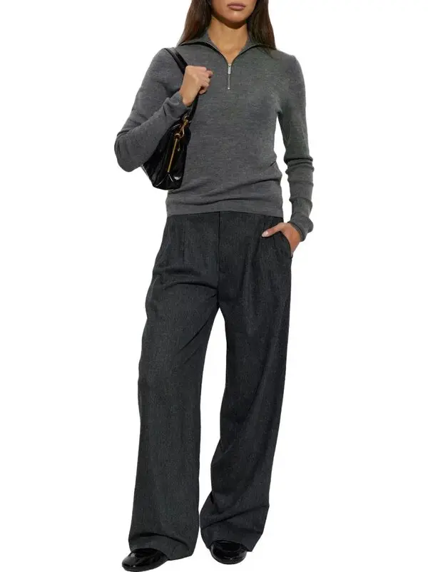 GESTUZ Gzrosalie Quarter-zip Wool Sweater - Grey