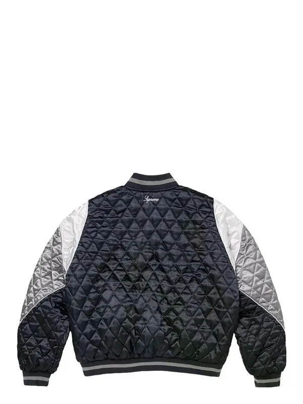 Supreme X Champion Quilted Satin Varsity Jacket - Blue