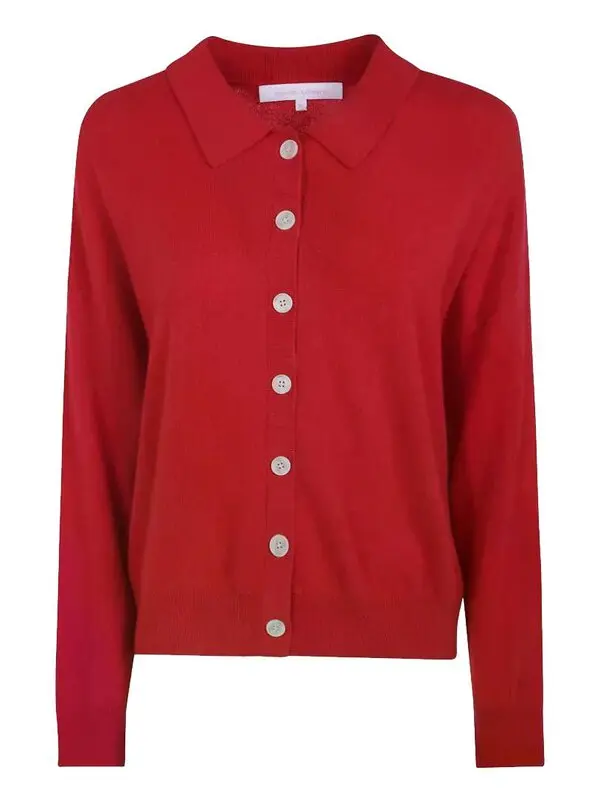 ABSOLUT CASHMERE Button-down Polo Cardigan - Red