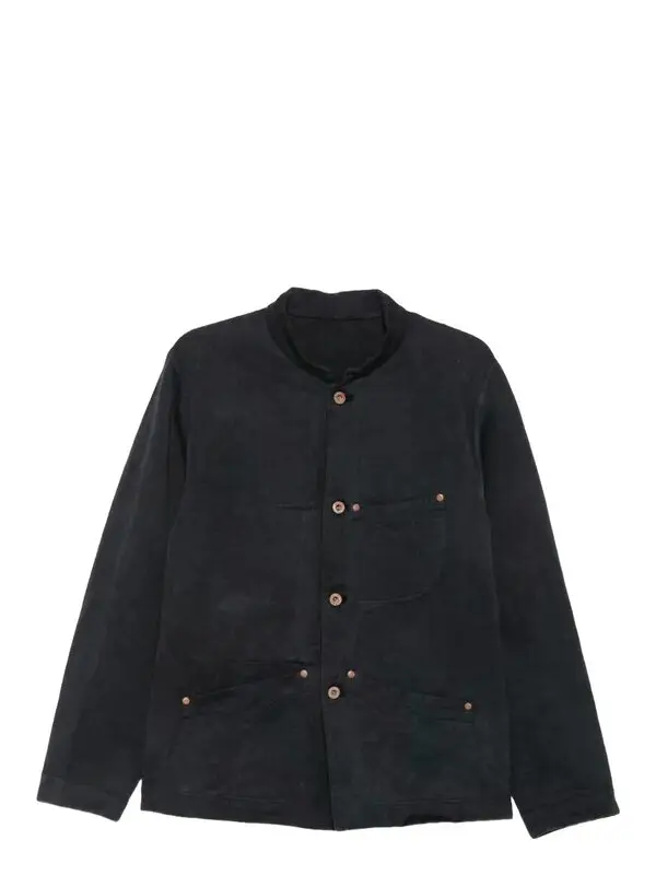 LOÏS DIONISIO Herringbone Button-up Shirt Jacket - Blue