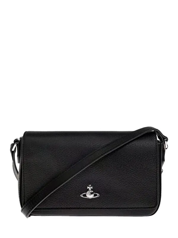 VIVIENNE WESTWOOD Orb-plaque Leather Shoulder Bag - Black