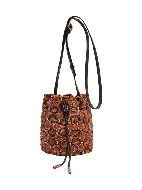 Malìparmi Bead-embellished Bucket Bag - Brown