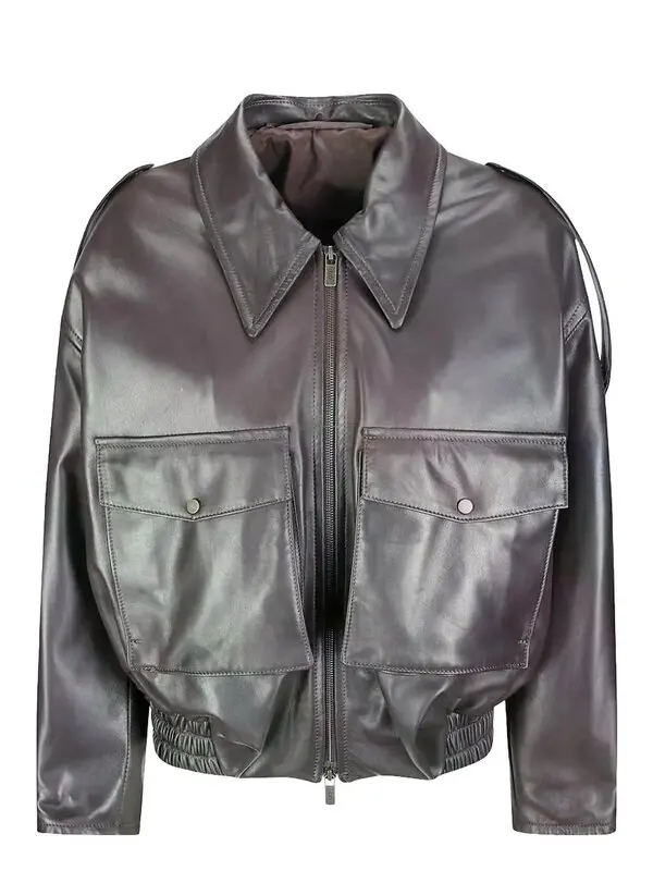 SALVATORE SANTORO Leather Oversized Jacket - Brown
