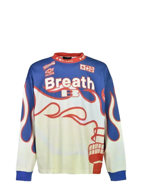 BREATH Racing Graphic-print Long-sleeve T-shirt - Blue