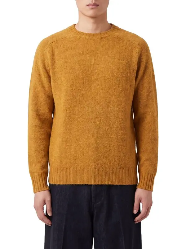 Howlin' Crewneck Wool Blend Jumper With Ribbed Trims - Yellow