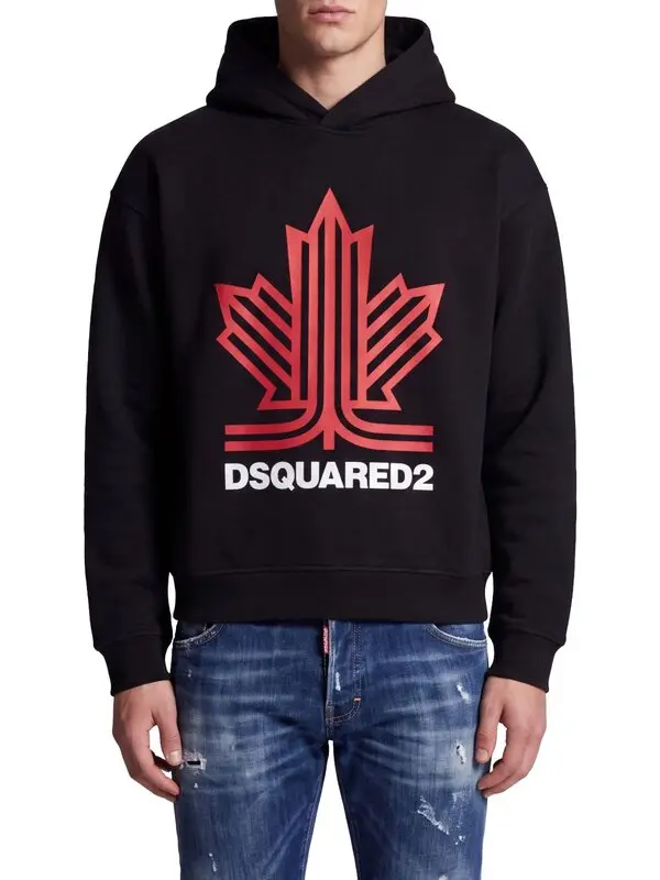 Dsquared2 Relaxed-fit Cotton Hoodie With Contrast Logo - Black