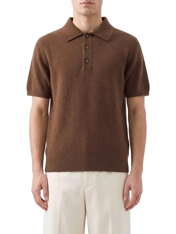 ENTIRE STUDIOS Knitted Wool And Cashmere Blend Polo Shirt With Three Buttons - Cedar