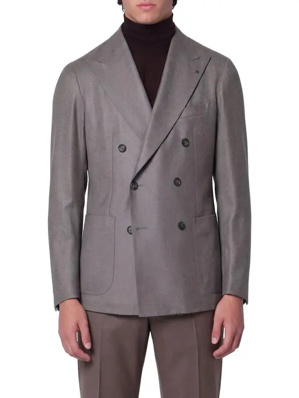 Tagliatore Double-breasted Wool And Cashmere Blazer With Peak Lapels - Grey