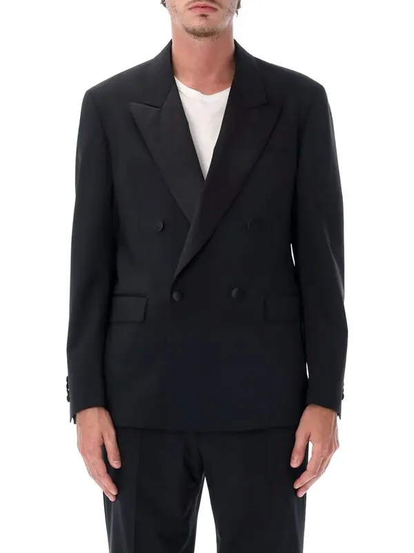 LARDINI Double-breasted Virgin Wool Suit For Formal Occasions - Black