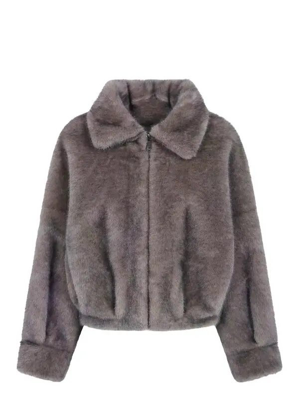 VALENTINI 1972 Faux-fur Zip-up Jacket - Grey