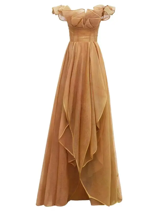 GEMY MAALOUF Ruffled Gown - Neutrals