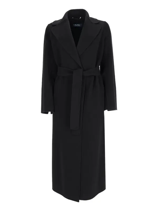 Max Mara Cappotto A Vestaglia In Drap Di Lana - Black