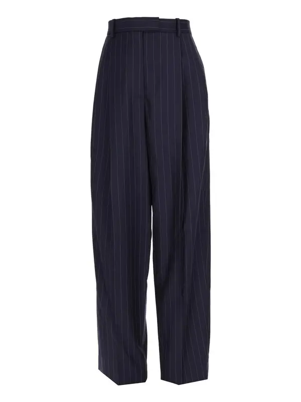 Givenchy Pantalone A Righe Con Doppia Piega In Lana - Blue