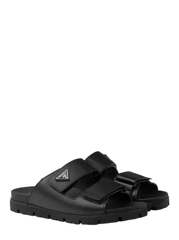 Prada Leather Strap Sandals - Black