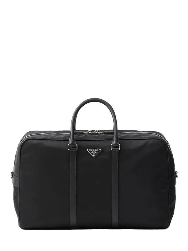 Prada Re-nylon And Saffiano Leather Duffel Bag - Black