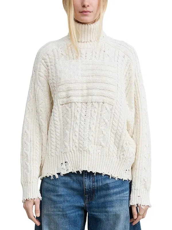 Denimist Shadow Flag Turtleneck Sweater - Off White